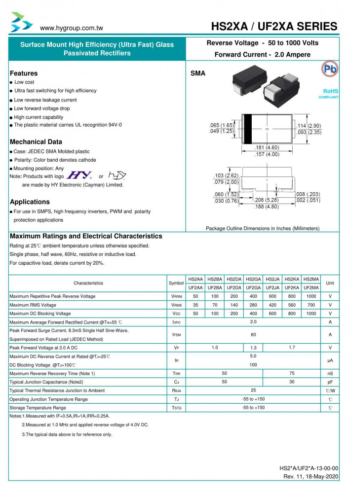 HS2KA datasheet page 1 preview