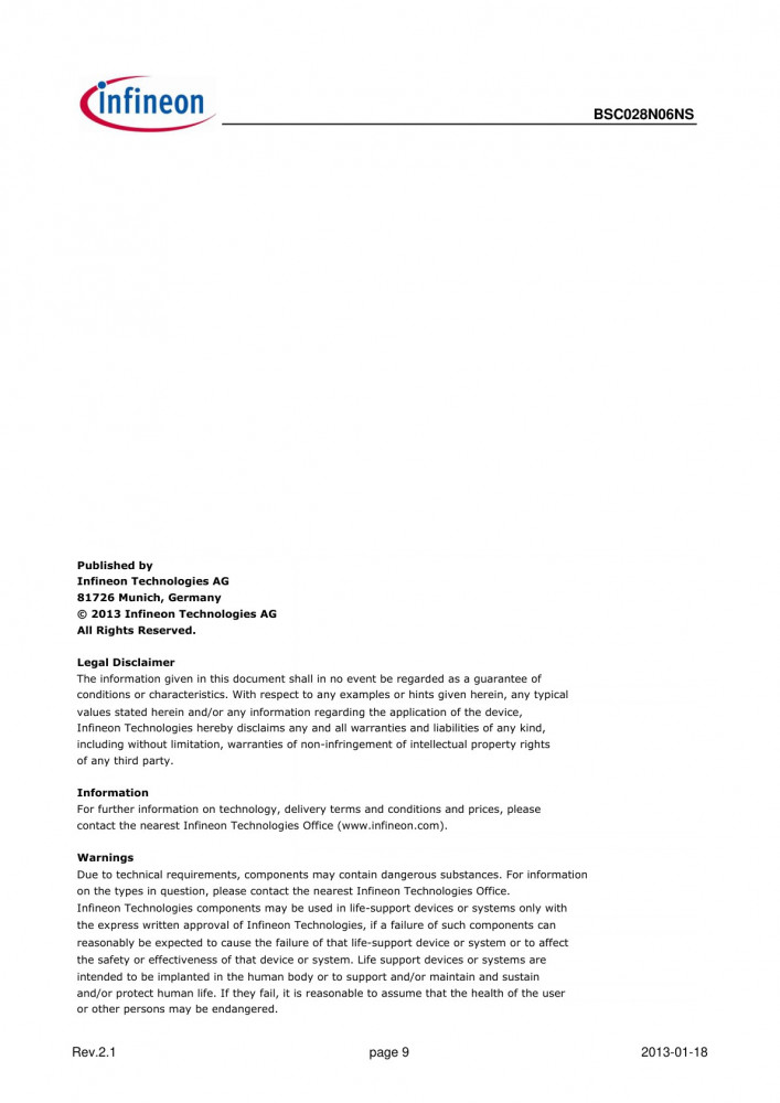 BSC028N06NS datasheet page 9