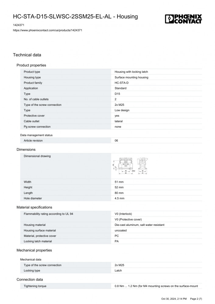 Phoenix Contact 1424371 product documentation page 2