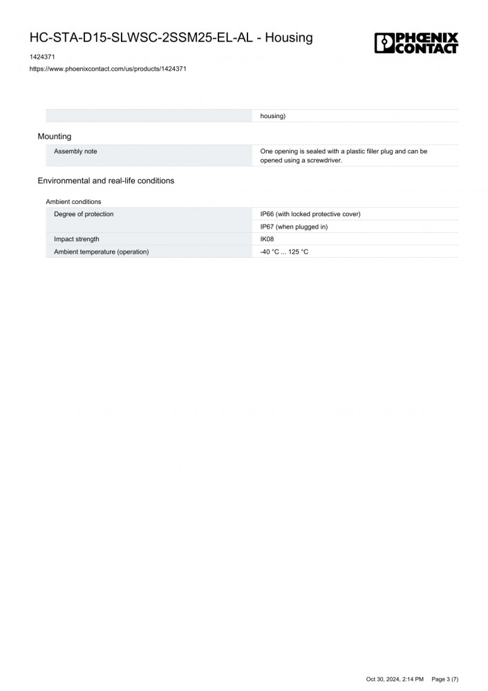 Phoenix Contact 1424371 product documentation page 3