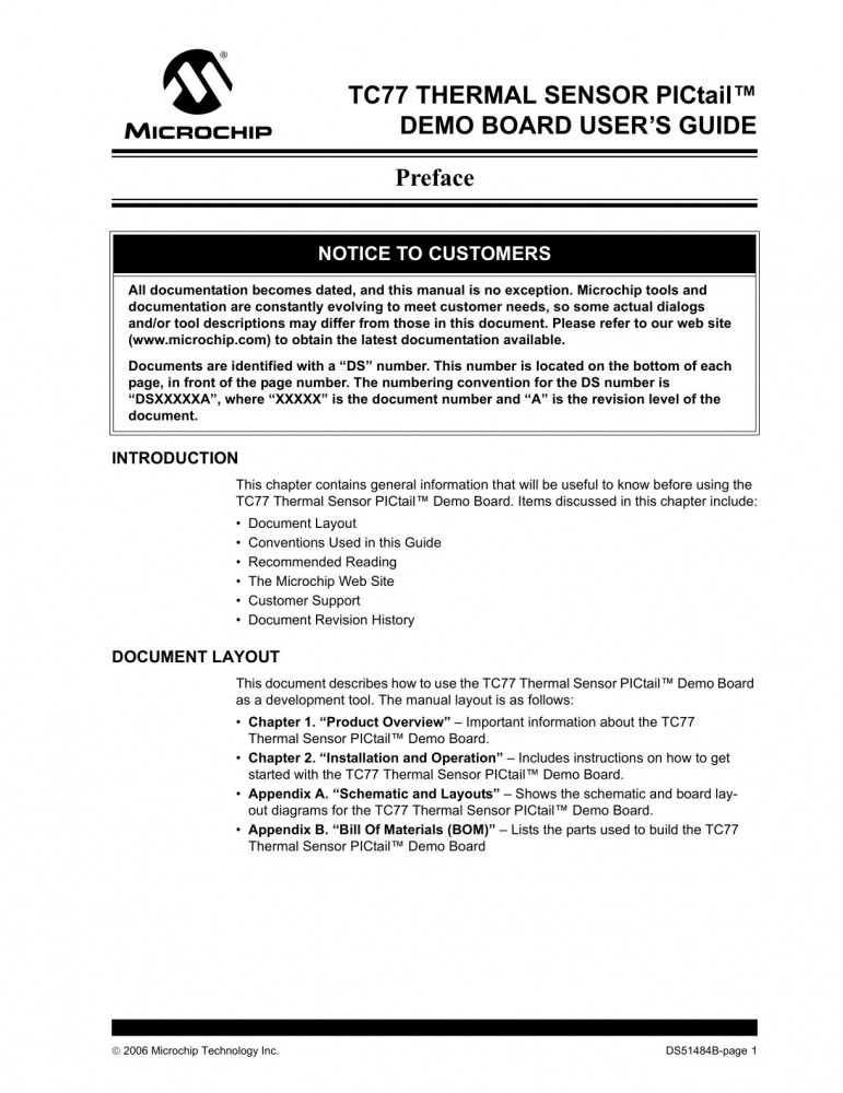 TC77 Thermal Sensor PICtail Demo Board guide page 5