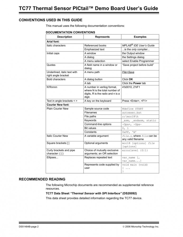 TC77 Thermal Sensor PICtail Demo Board guide page 6