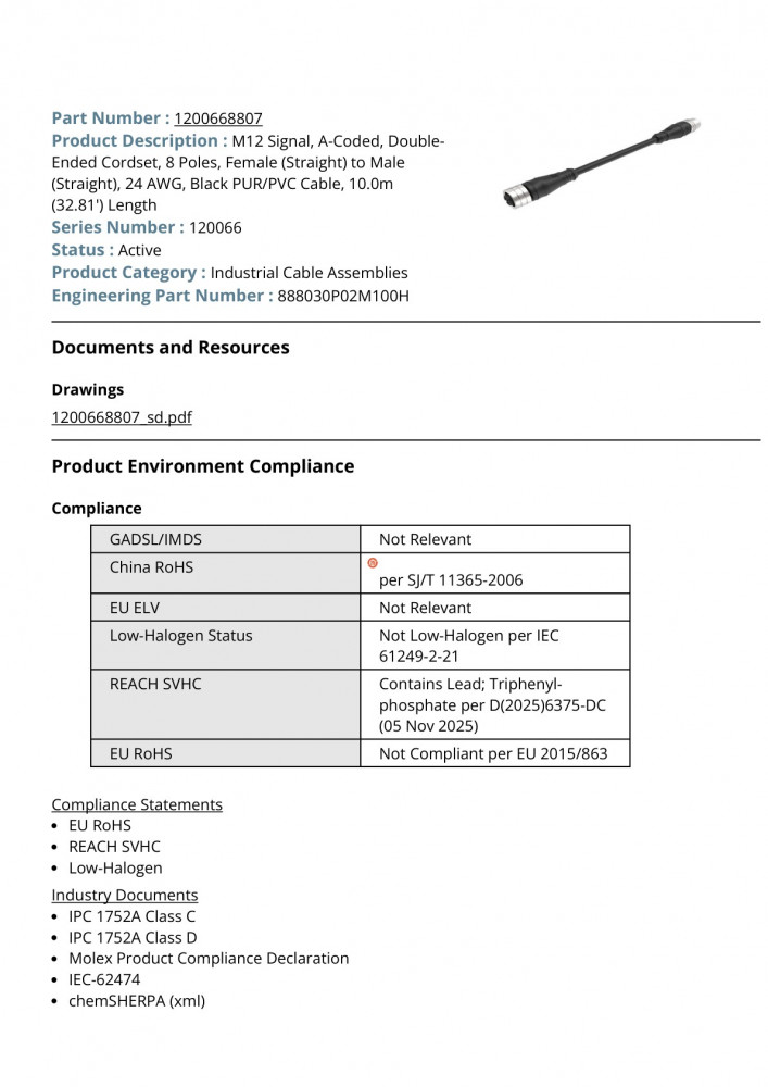 MOLEX 1200668807 drawing page 1