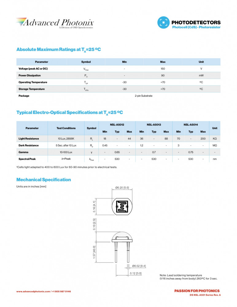 NSL-A501 series document page 2