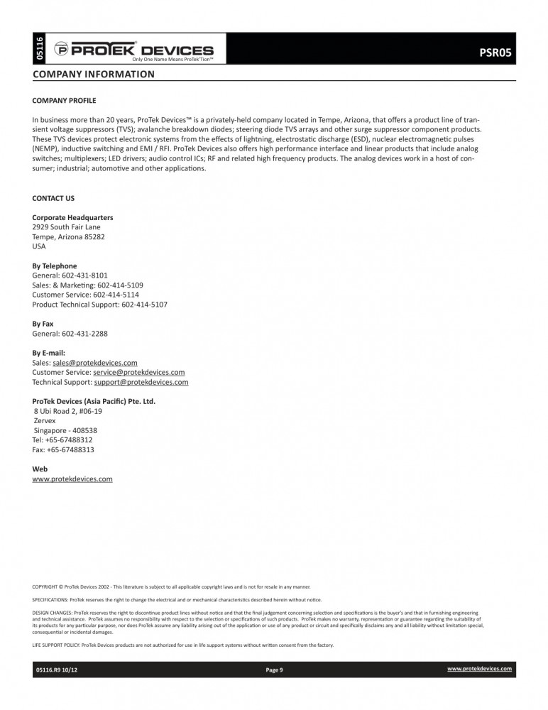 PSR05 datasheet page 9