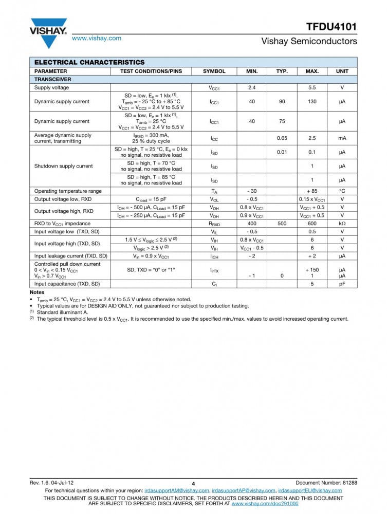 TFDU4101 datasheet page 4