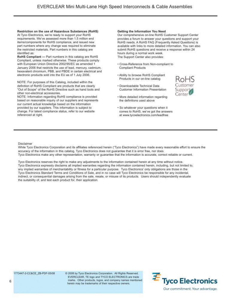 TE Connectivity EVERCLEAR document page 6