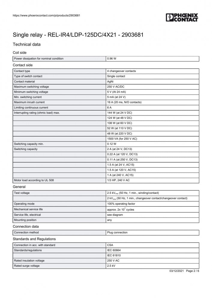 Phoenix Contact 2903681 technical document page 2