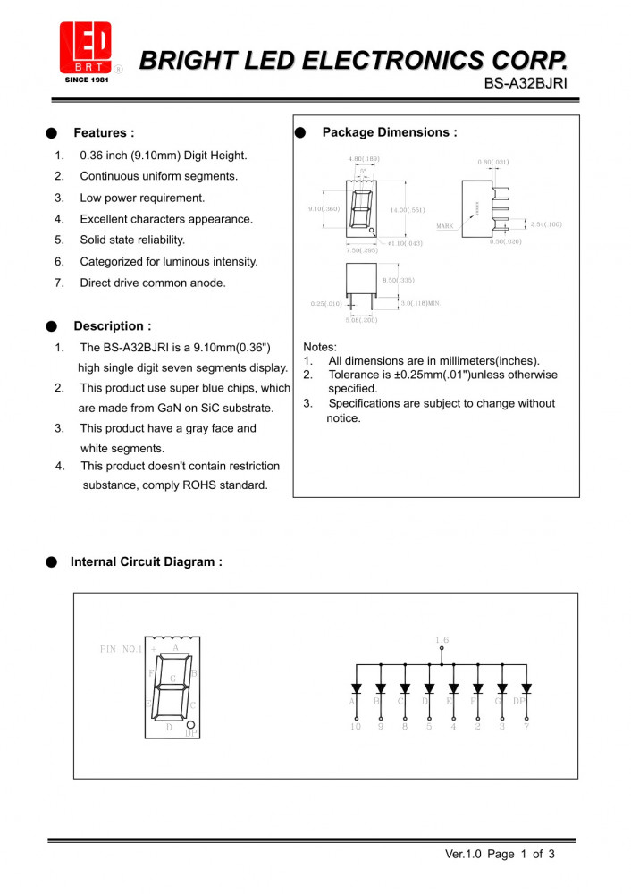 BS-A32BJRI datasheet page 1