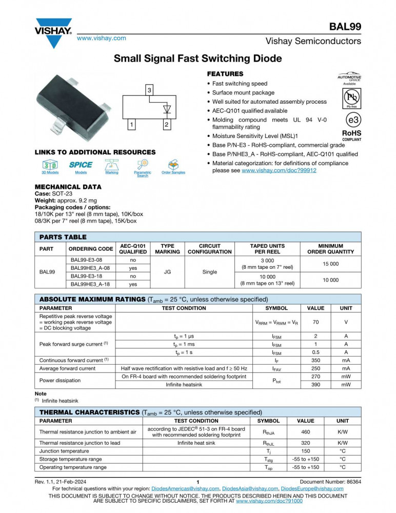 BAL99 datasheet page 1