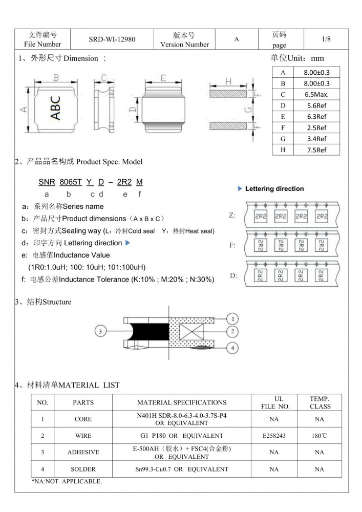 SOREDE SNR8065TYD101M specification page 3