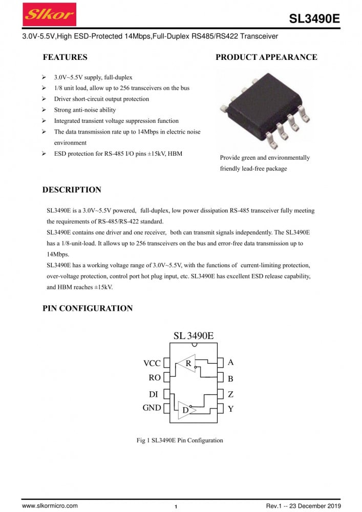 SL3490EESA datasheet page 1