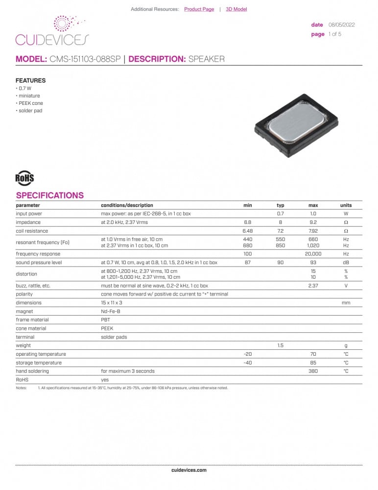 CMS-151103-088SP datasheet page 1