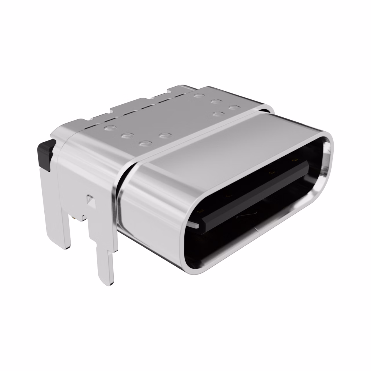Universal Serial Bus (USB) Shielded I/O Receptacle, Type C, Right-Angle, Top Mount, Surface Mount, 24 Circuits, Gold (Au) Flash Plating, 1.80mm Tab for sale