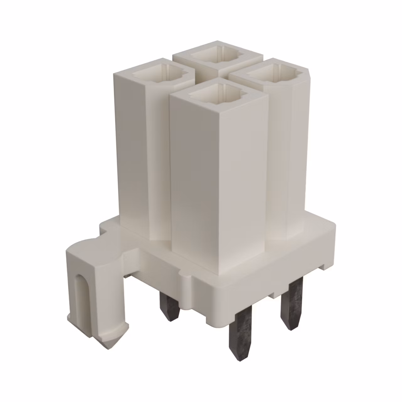 Mini-Fit HCS Receptacle Header, 4.20mm Pitch, Dual Row, Vertical, Blind Mating, with Snap-in Plastic Pegs, 4 Circuits for sale