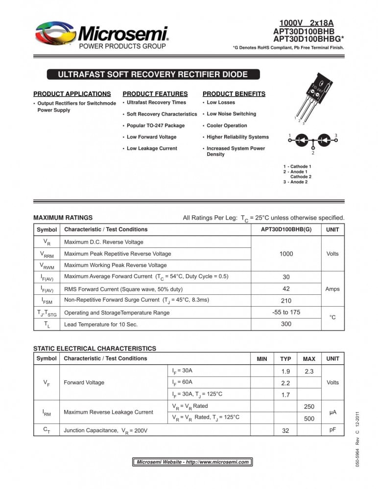 APT30D100BHBG datasheet page 1