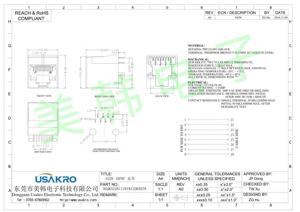 USAKRO DGUK52281118IWA1DB4078 technical drawing
