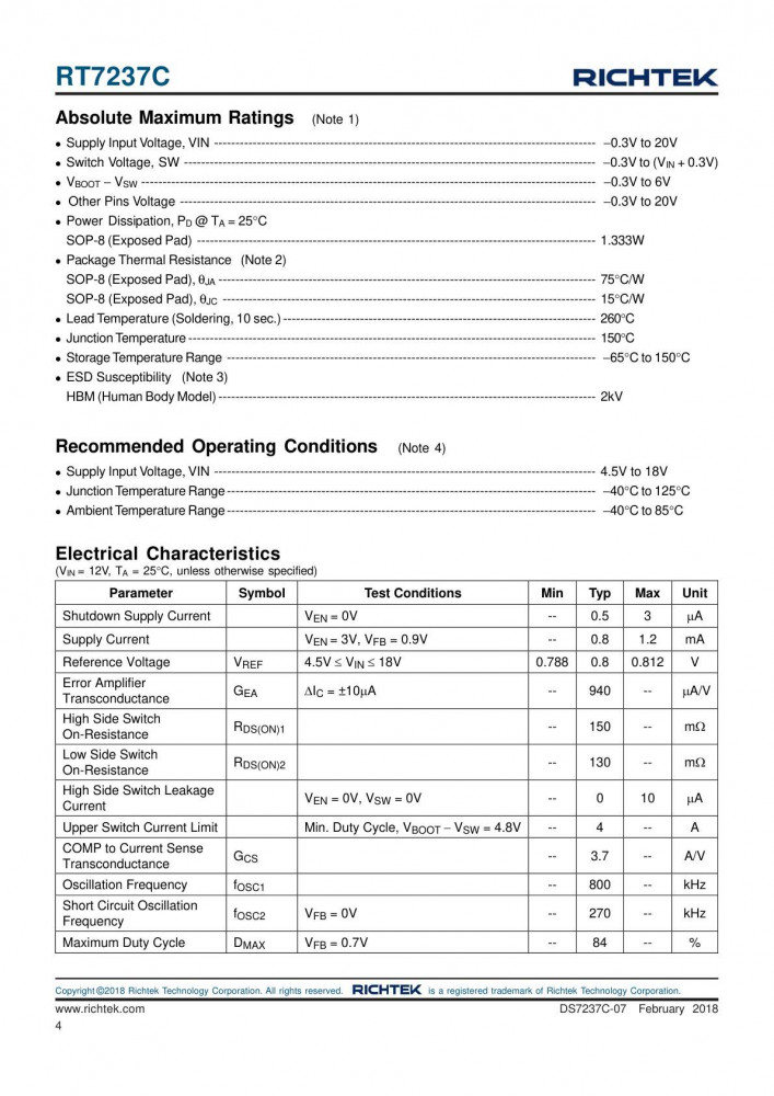 RT7237C datasheet page 4
