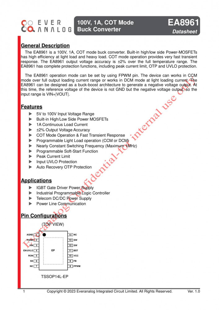EA8961SCR datasheet page 1