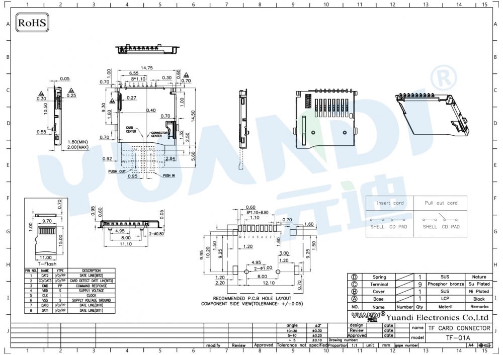 Yuandi TF-01A technical drawing page 1