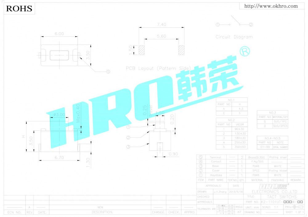 K2-1101UT-A4SW-01 technical drawing
