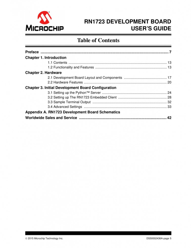 RN1723 Development Board User's Guide page 5