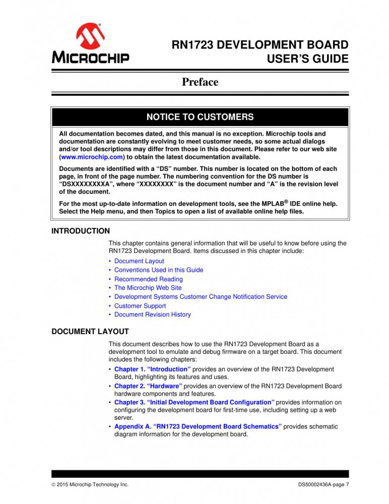 RN1723 Development Board User's Guide page 7