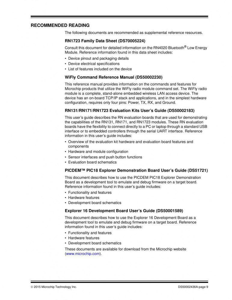 RN1723 Development Board User's Guide page 9