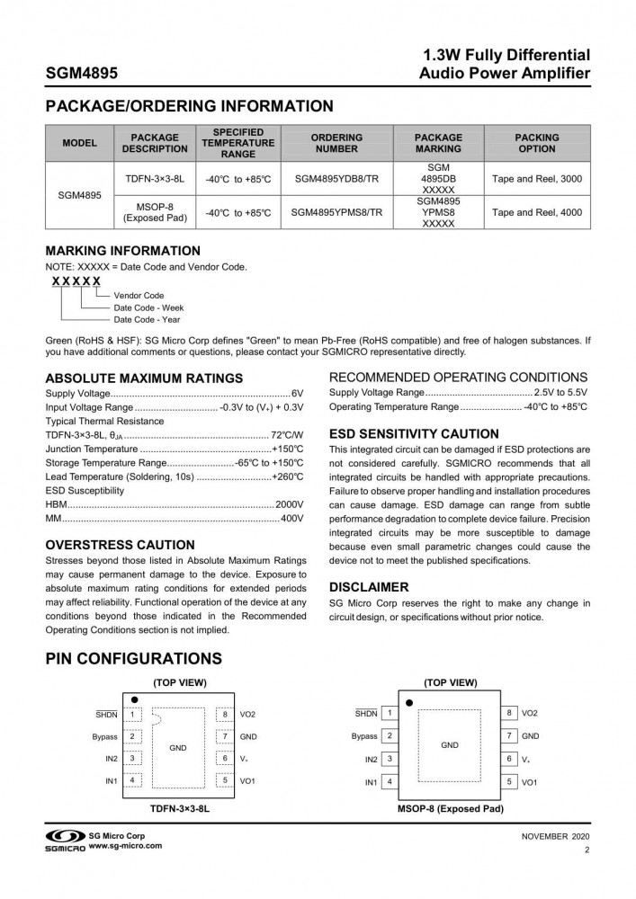 SGM4895 datasheet page 2