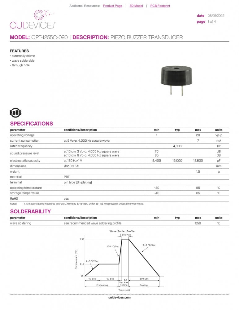 CPT-1255C-090 datasheet page 1