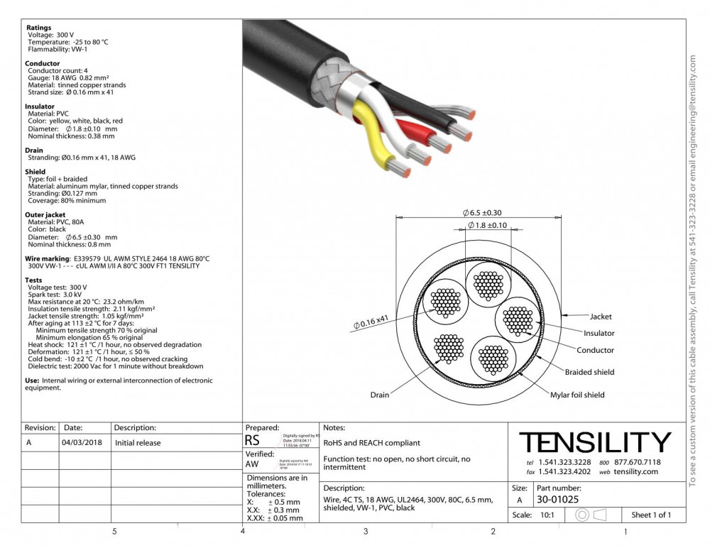 Tensility 30-01025 product drawing