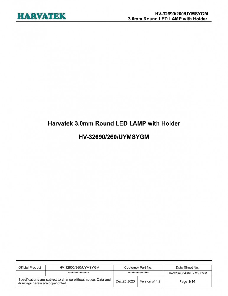 HV-32690/260/UYMSYGM datasheet page 1