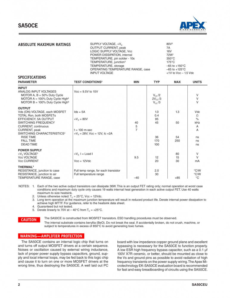 SA50 datasheet page 2 preview