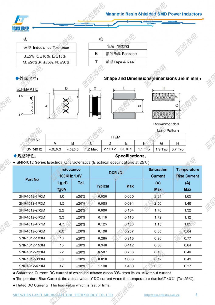 SNR4012 datasheet page 2