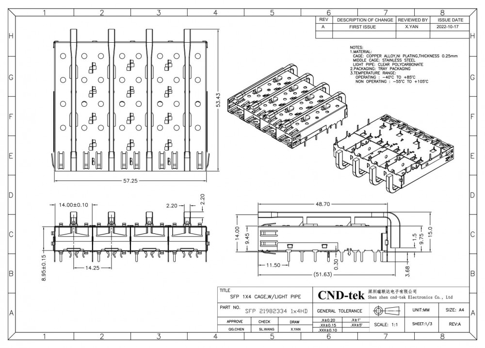 CND-tek SFP 21982334 1x4HD drawing sheet 1