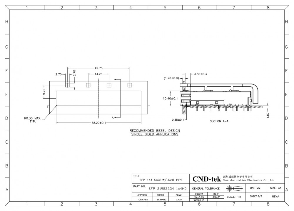 CND-tek SFP 21982334 1x4HD drawing sheet 3