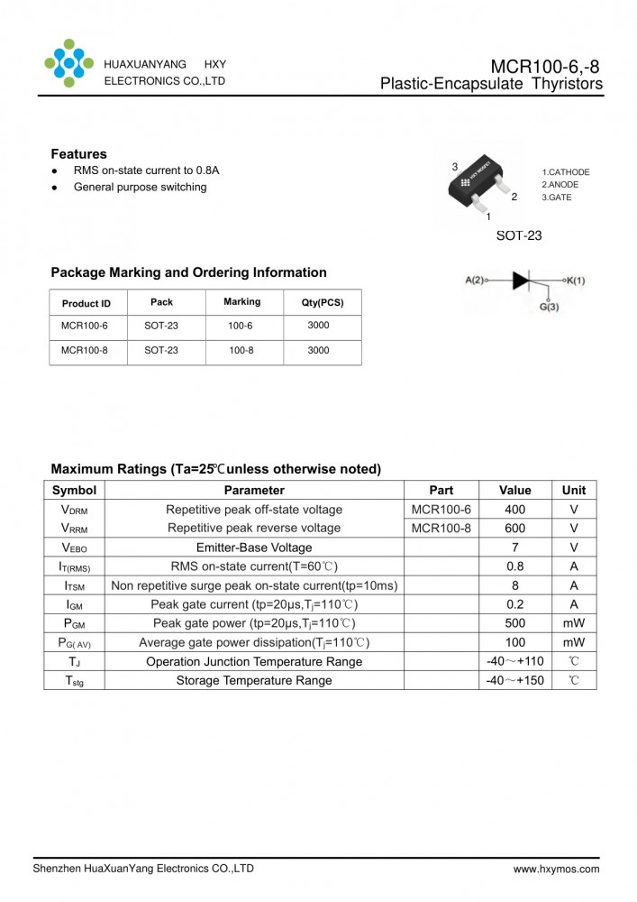 MCR100-6 datasheet page 1