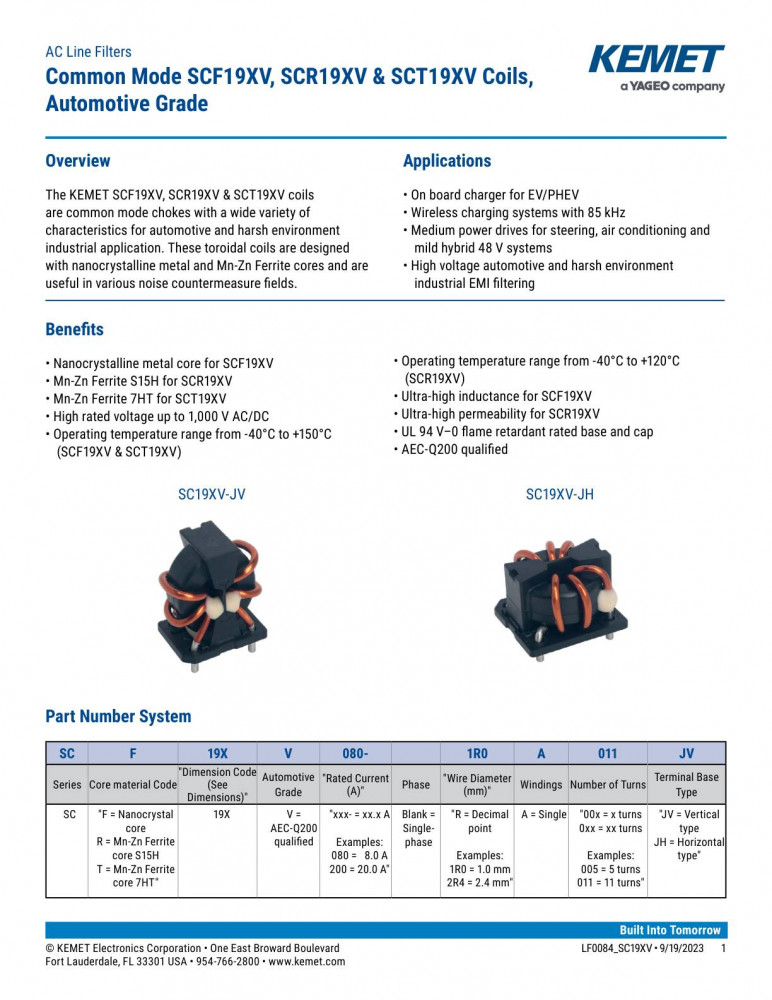 KEMET SCF19XV document page 1
