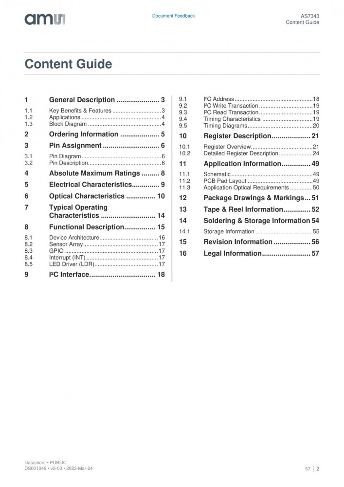 AS7343 datasheet page 3