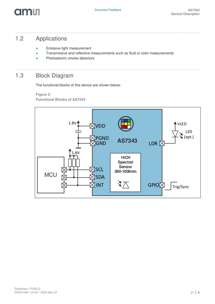 AS7343 datasheet page 5