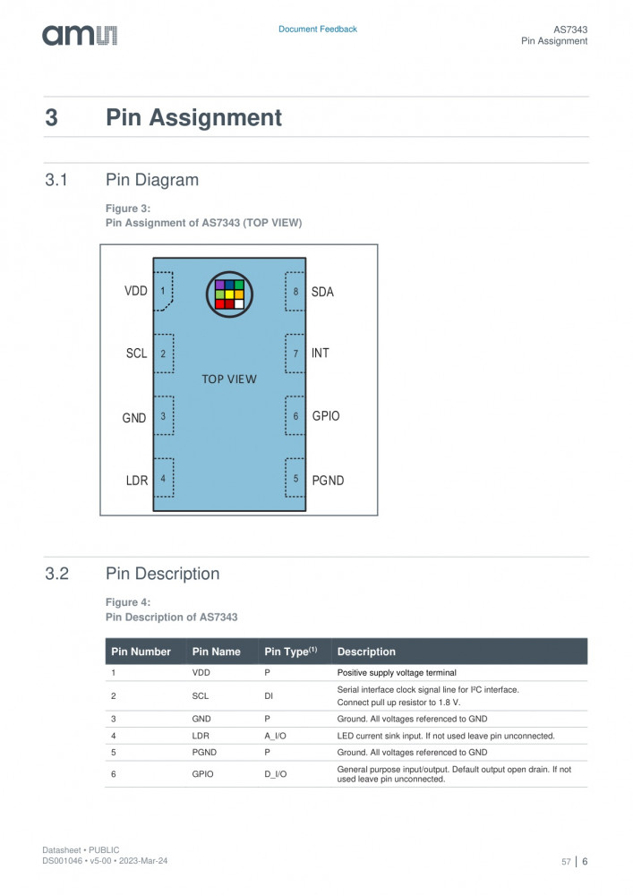 AS7343 datasheet page 7