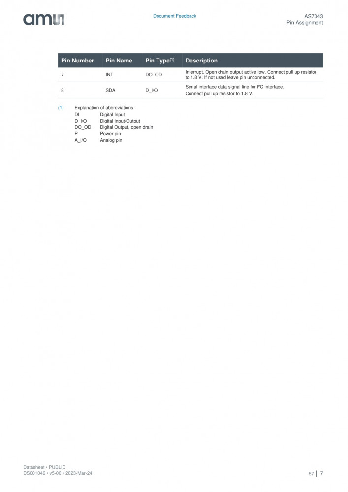 AS7343 datasheet page 8