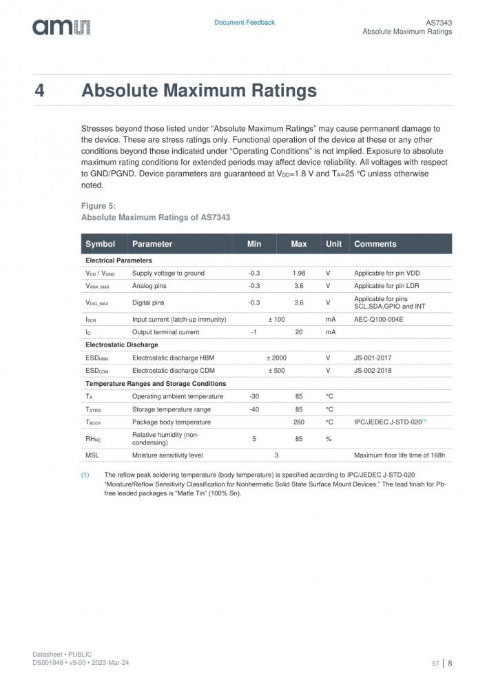 AS7343 datasheet page 9