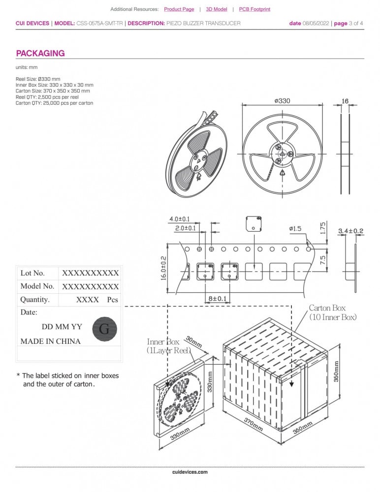 CSS-0575A-SMT-TR datasheet page 3
