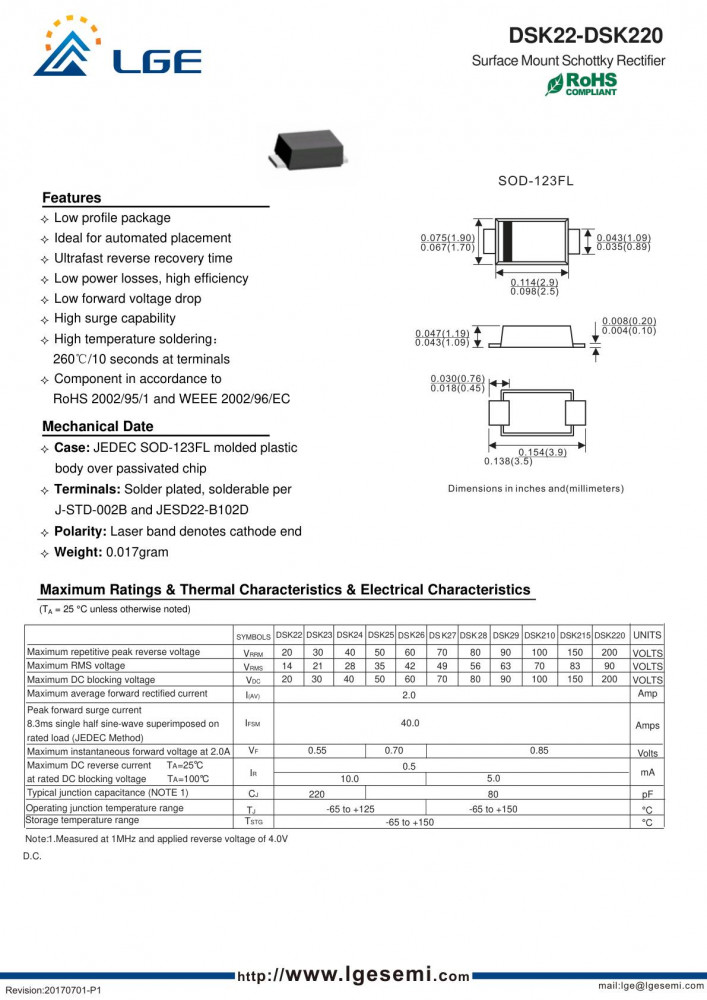 LGE DSK220 datasheet page 1