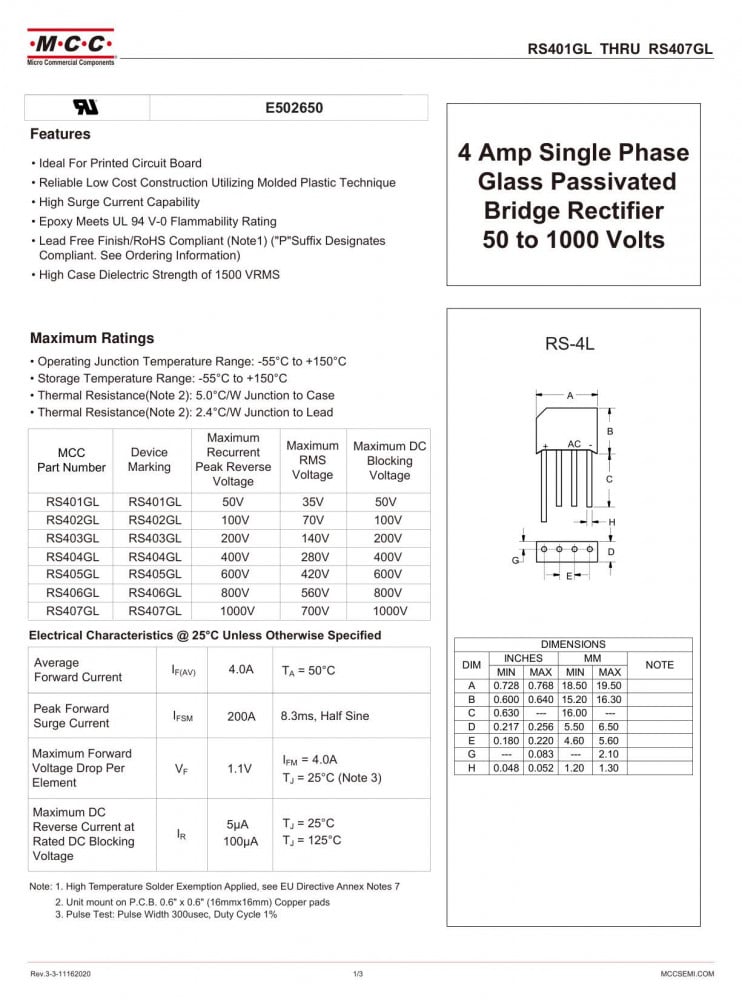 RS404GL-BP datasheet page 1