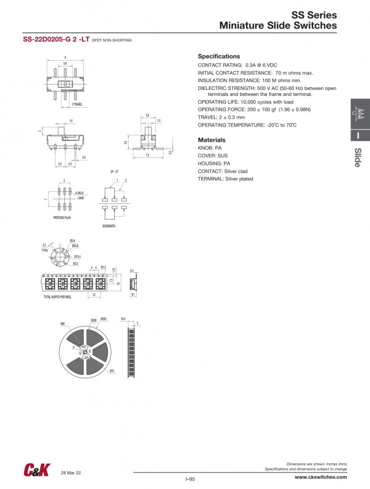 C&K slide switch datasheet page 6
