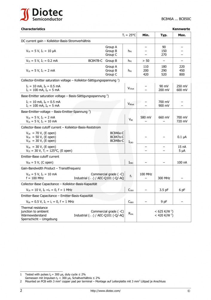 DIOTEC BC848B datasheet page 2