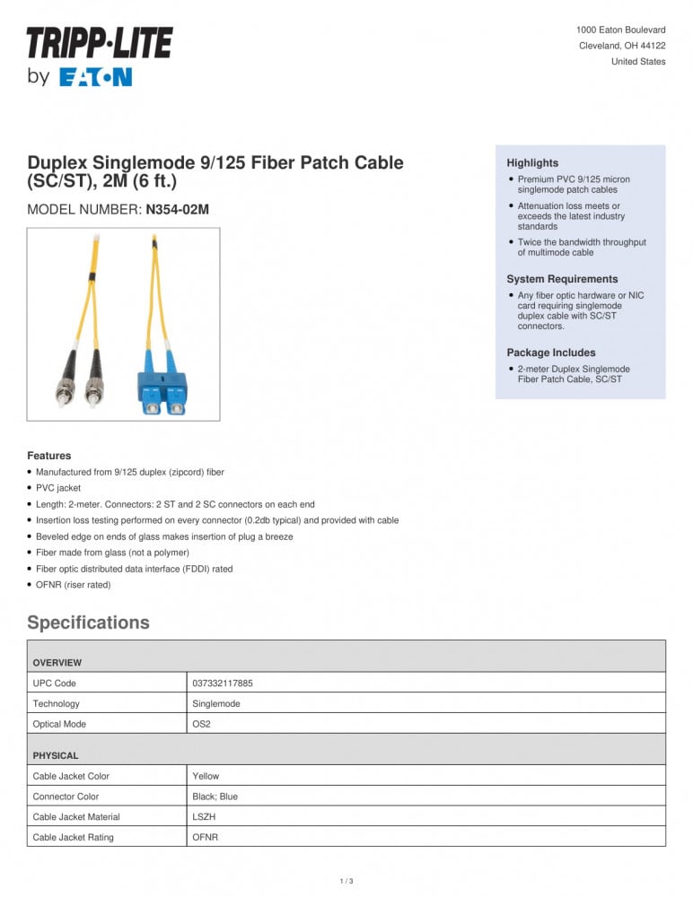 N354-02M technical document page 1
