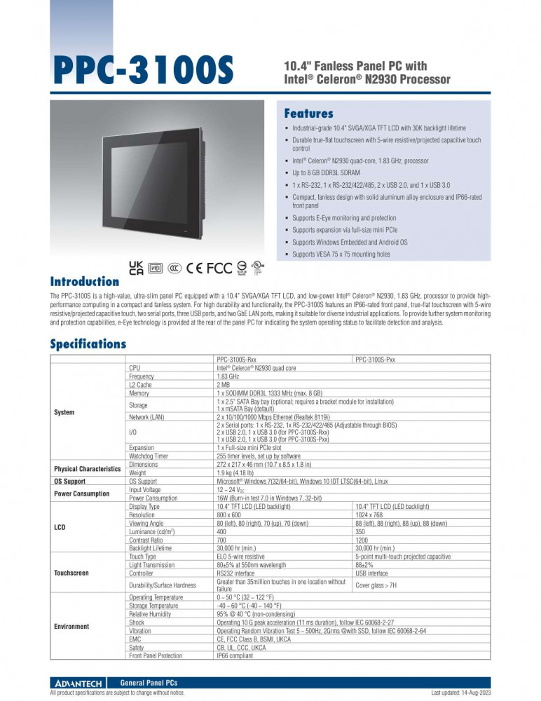 PPC-3100S product documentation page 1